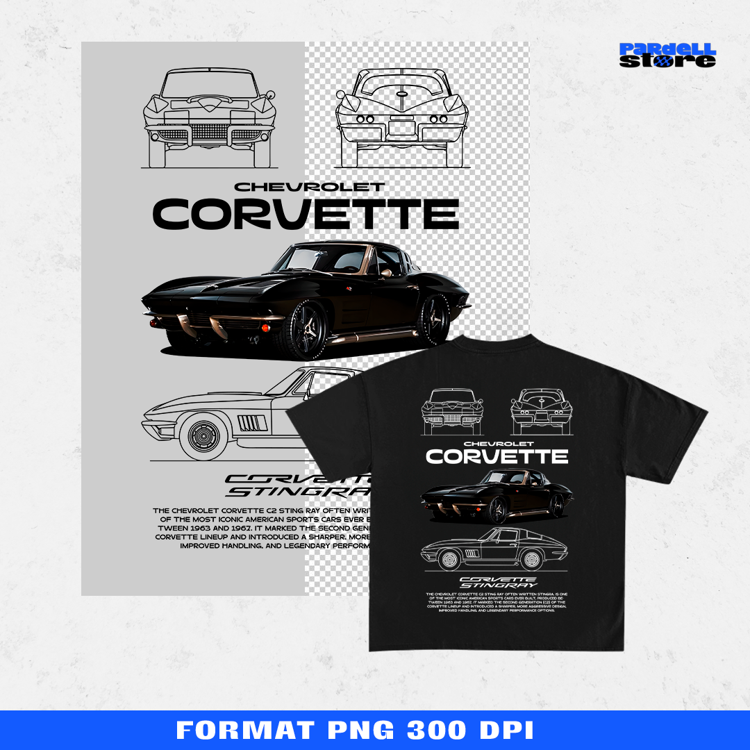 Classic Car Corve... - t-shirt design png - Pardell