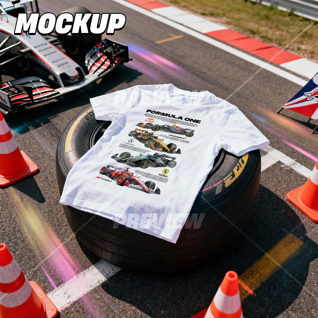 F1 Racing t-shirt mockup - Pardell