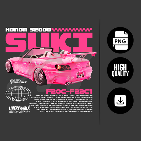 Car design for t-shirt, graphic, vector for print - HONDA SUKI – Pardell