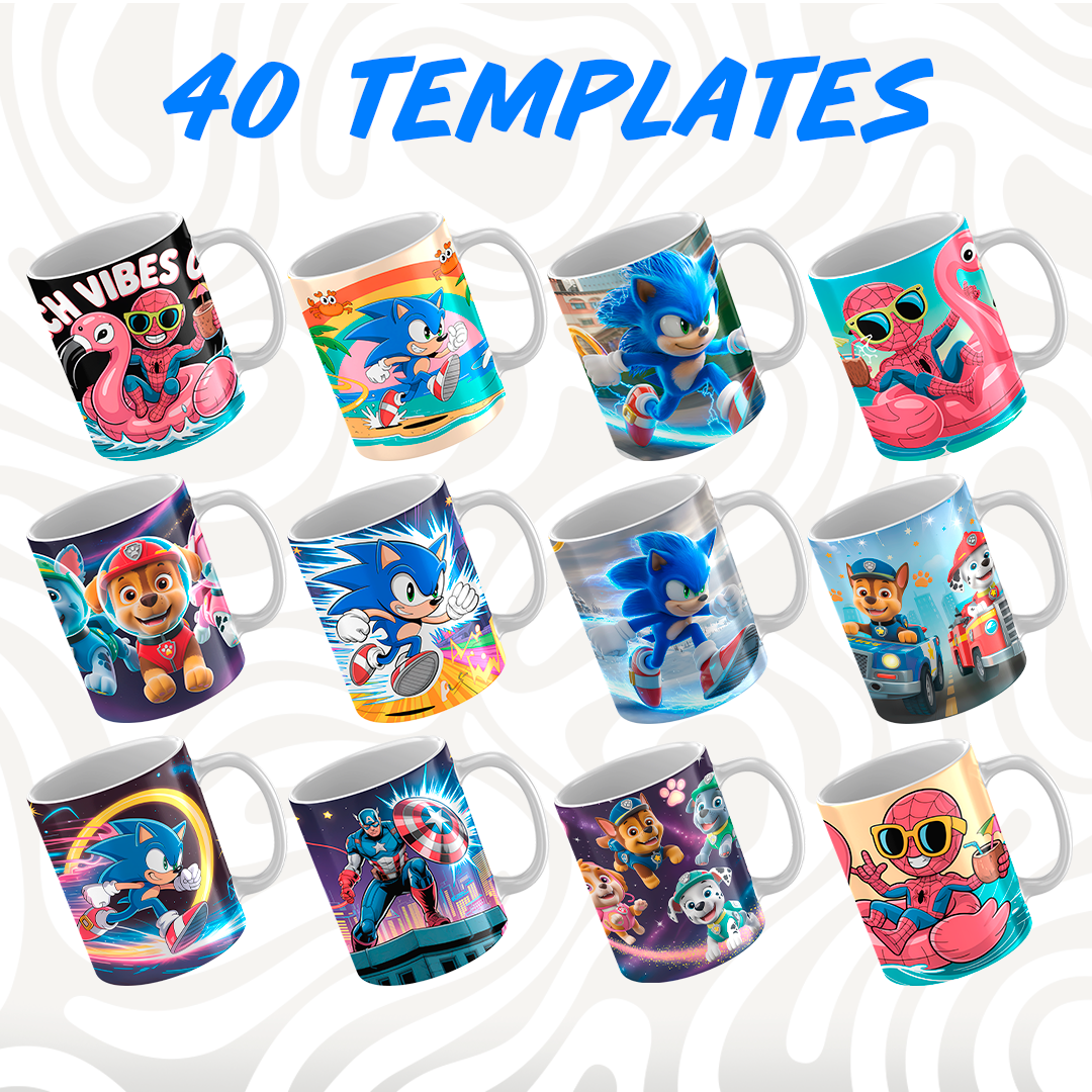 40 Mugs templates for print - Mugs Bundle - Pardell